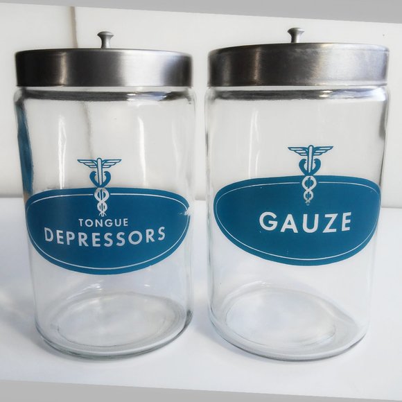 Other | Vintage Tongue Depressor Gauze Medical Glass Jars W Lids Doctor ...